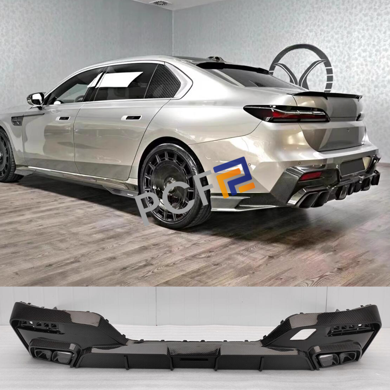 For BMW 7 Series G70 Dry Carbon Fiber MS style Rear Bumper Lip Spoiler ...