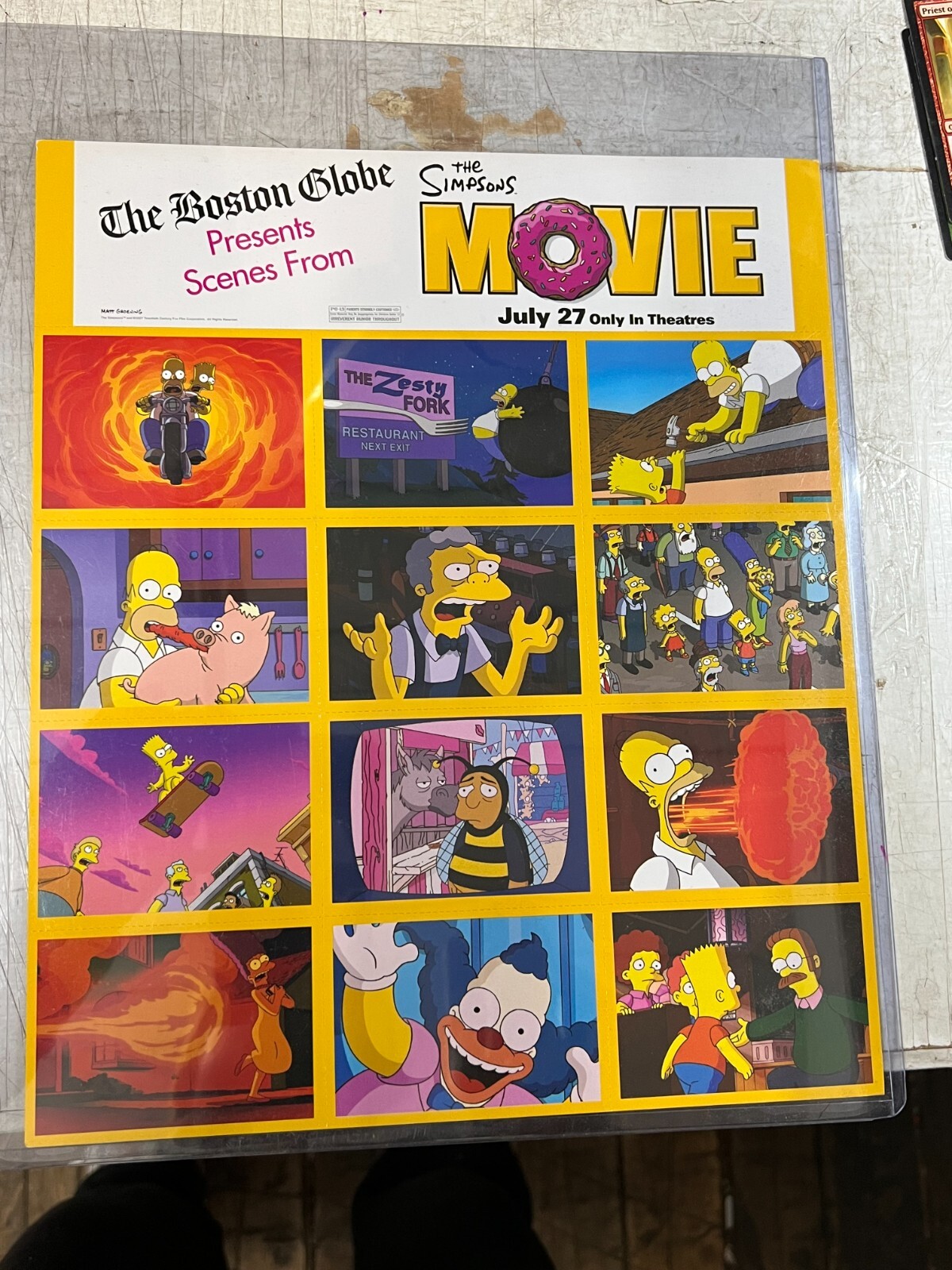 2007 THE SIMPSONS MOVIE PROMO FULL SHEET 12 TRADING CARDS TRIVIA BOSTON ...