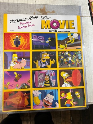 2007 THE SIMPSONS MOVIE PROMO FULL SHEET 12 TRADING CARDS TRIVIA BOSTON ...