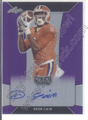 deon cain rc rookie draft auto autograph clemson tigers college #/25 ...