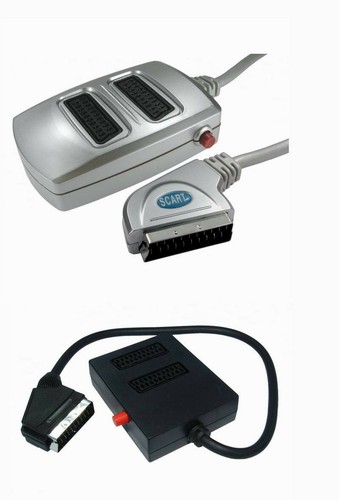 2 Way TV Scart Splitter Adaptor Switch Box Connect 2 Devices To 1 TV ...