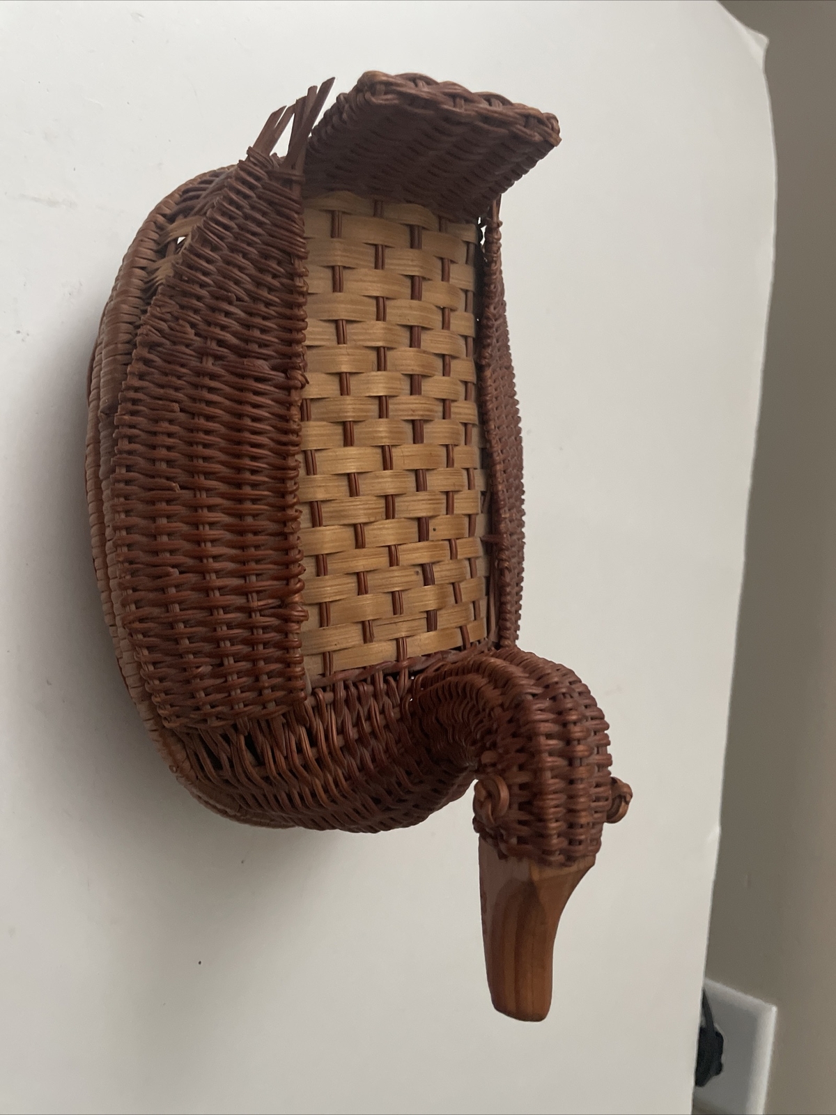 Handmade Basket Rattan Wicker Swan Goose Duck Bird Retro Vintage | eBay