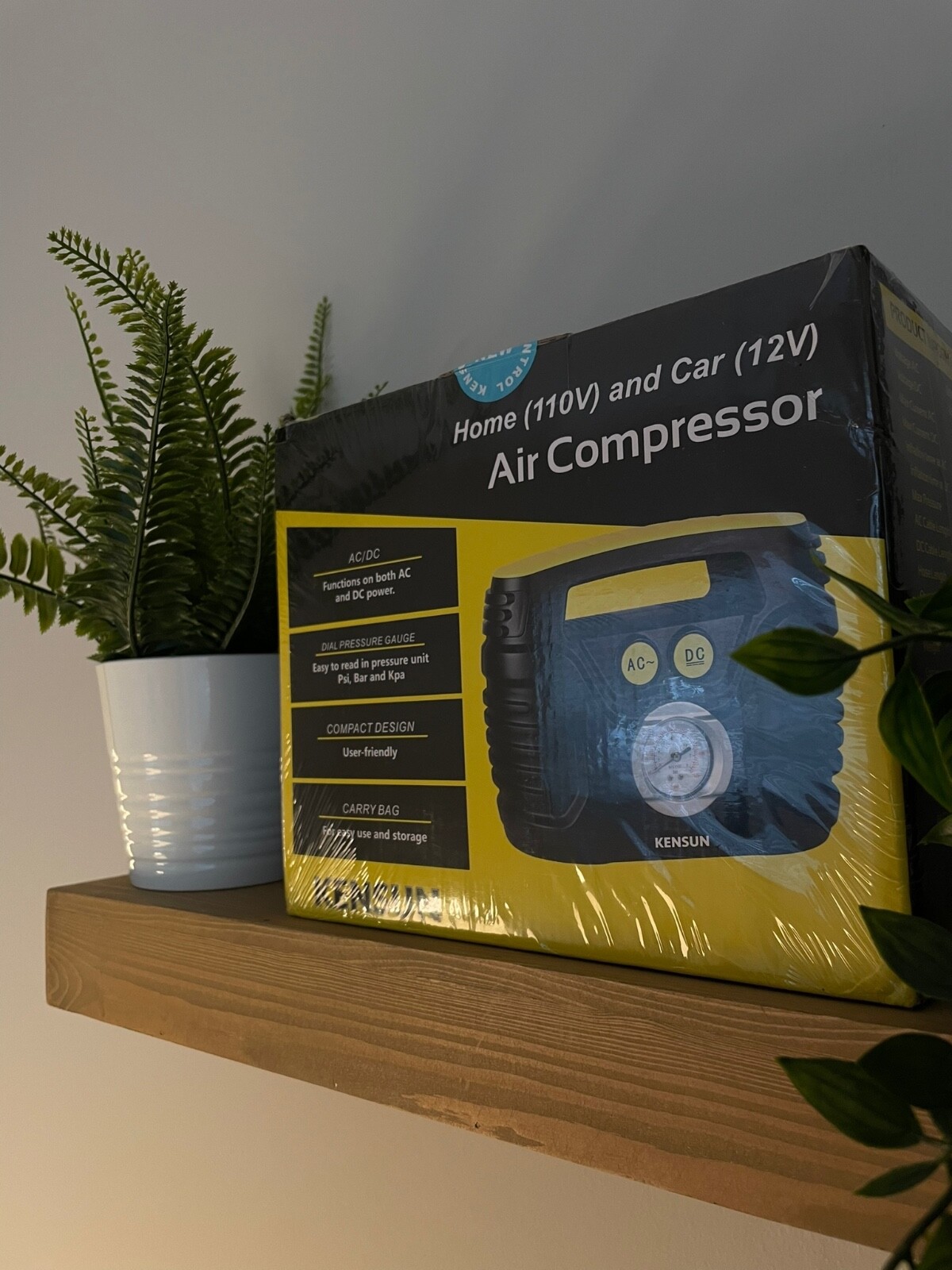 Kensun Portable Air Compressor Pump for Car 12V DC & Home 110V 100psi ...