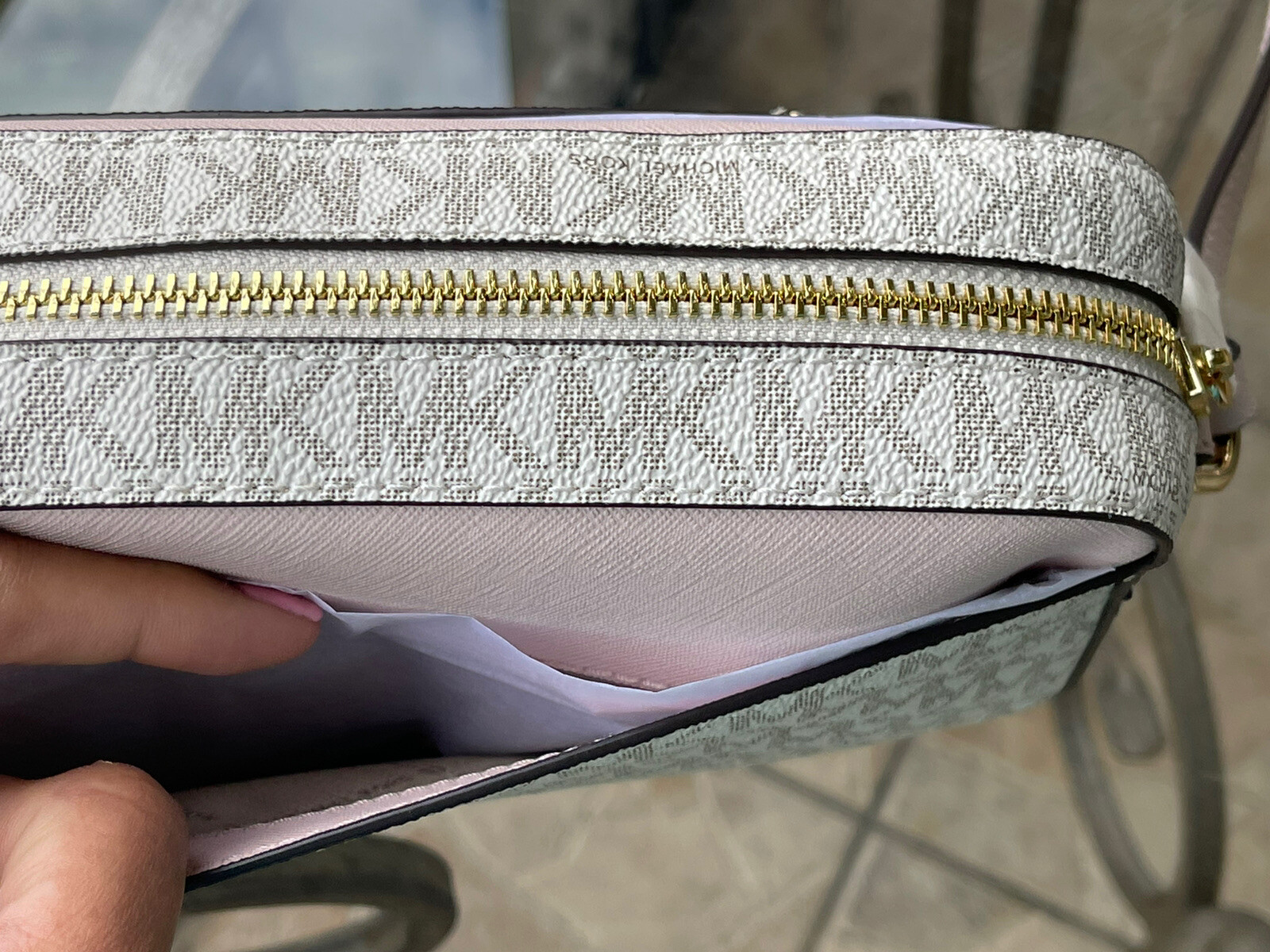 Michael Kors PVC Crossbody Bag Handbag Messenger Shoulder Purse Vanilla ...