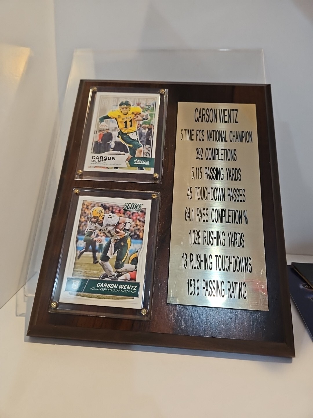 Carson Wentz 2 Card Stats Plaque 8x10 NDSU Bison Wood Frame | eBay