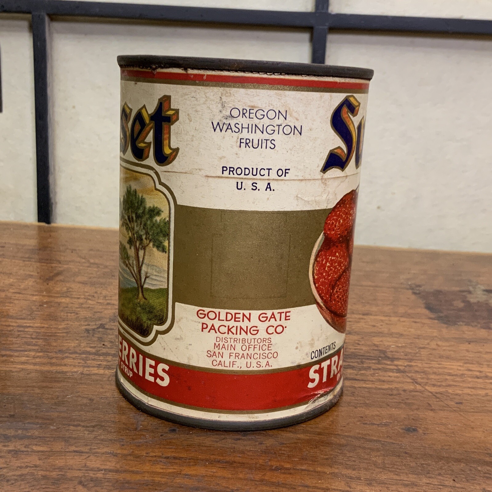 Vintage Sunset Strawberries Tin Can Paper Label. Nice Graphics. | eBay