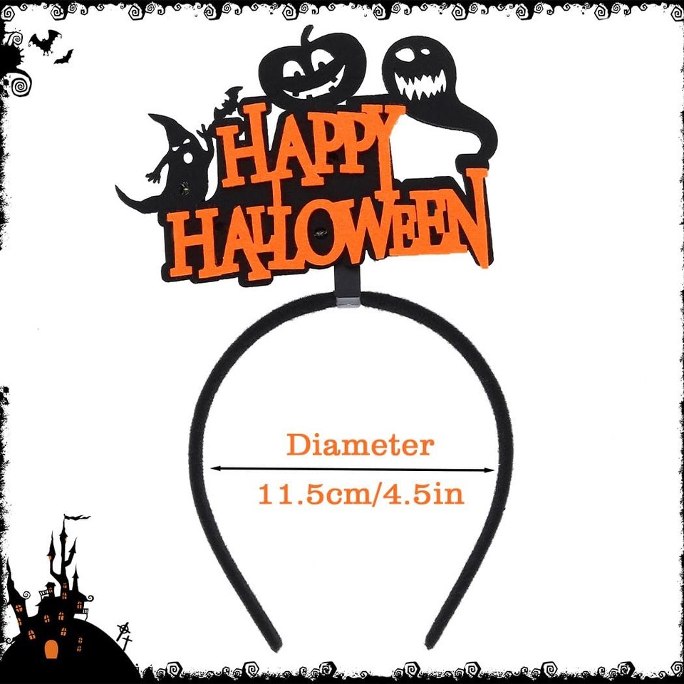 Light Up Halloween Headband Black Ghost Bat Hair Bands Glowing ...