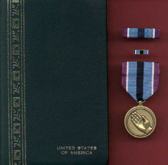 Humanitarian Service Award medal in case with ribbon bar and lapel pin ...