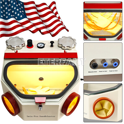 Twin Pen Sandblaster Double Pen Sand Blaster for Dental Lab 2 Aluminum ...