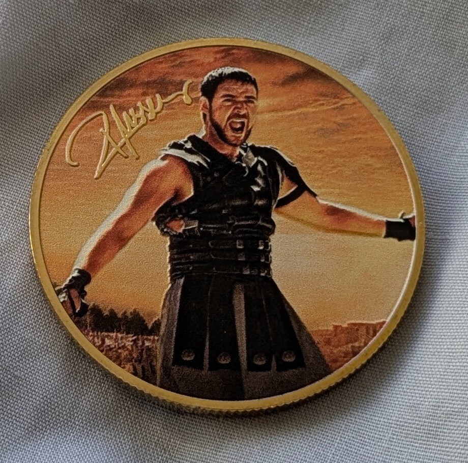 Gladiator Gold Coin Roman Actor Signed Old Colosseum Warrior Killer ...