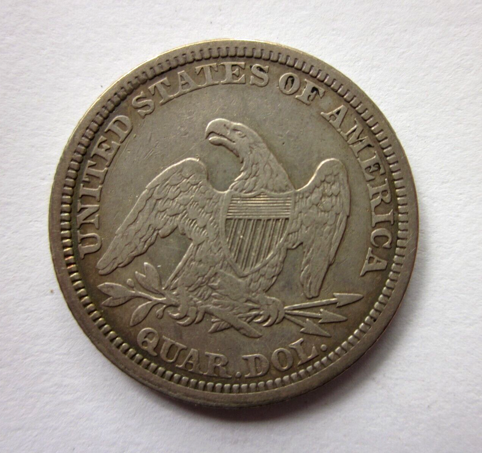 1865 LIBERTY SEATED QUARTER 25c COIN PHILADELPHIA MINT RARE ORIGINAL ...