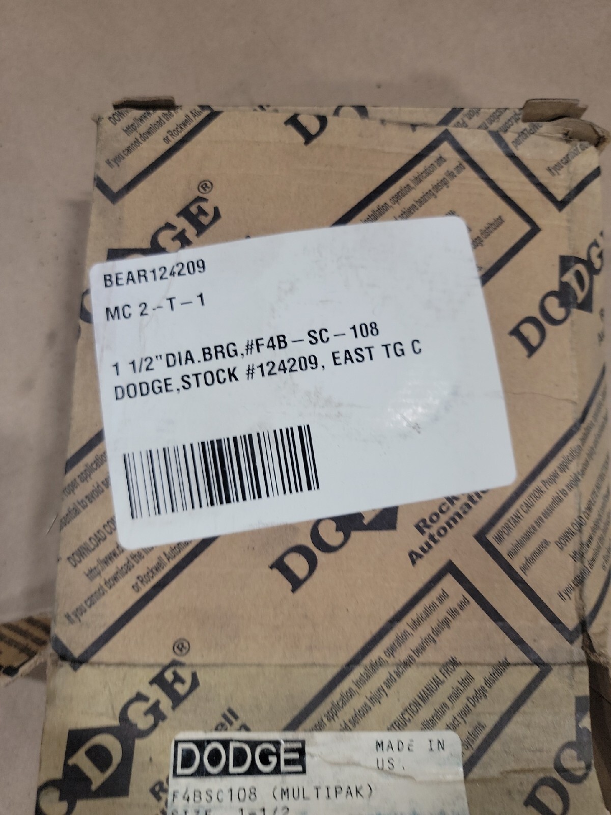 Dodge 124209 F4b-sc-108 4 Bolt Flange Bearing F4bsc108 for sale online ...