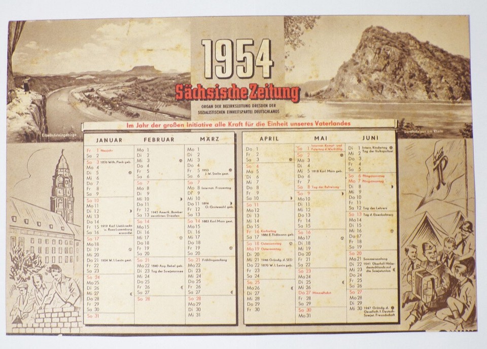 Calendar 1954 Saxon Newspaper Wall Calendar Print Birthday Gift | eBay