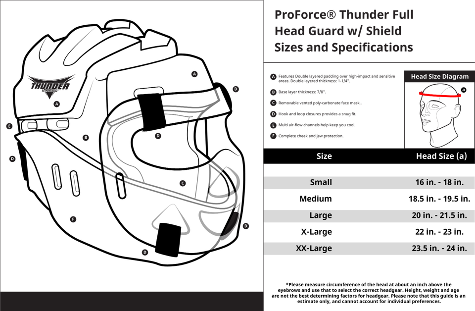 ProForce Thunder Martial Arts Sparring Gear Karate Full Headguard w ...