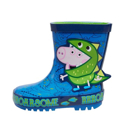 BOYS PEPPA PIG GEORGE PIG 3D DINOSAUR WELLIES RAIN WELLINGTON BOOTS UK ...