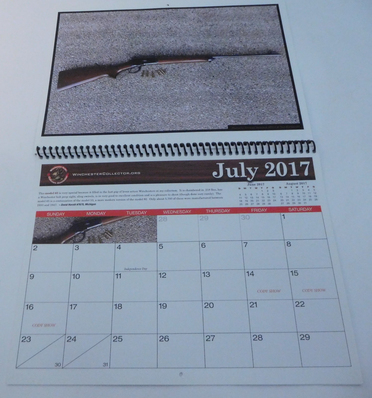 2017 Winchester Arms Collectors Calendar Model 1895 Rifle WACA 17x11 | eBay