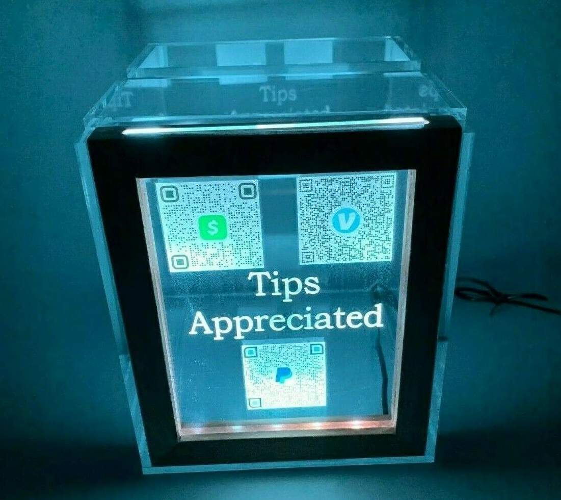 Personalized Tip Box Lights Up LED Custom Logo Jar Scan Your Own Codes ...