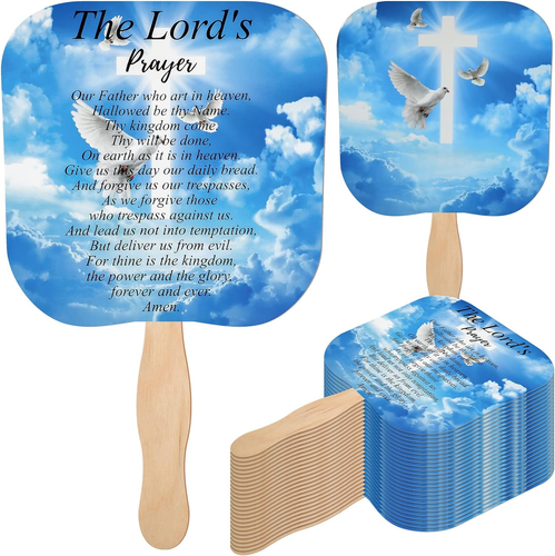 50 Pcs Christian Church Fans Bulk the Lord'S Prayer Church Fans Parlor ...