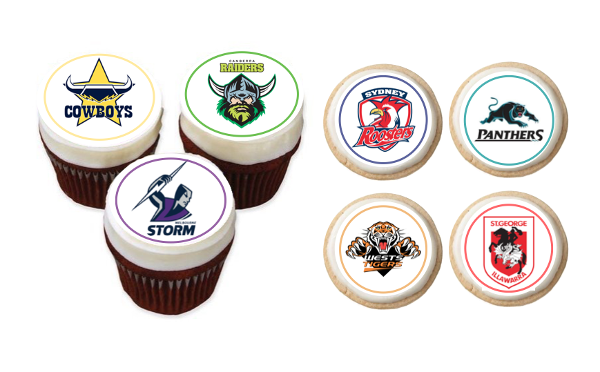 16 x NRL Football Team Edible Cupcake Toppers Footy Club Logos Prints 4 ...