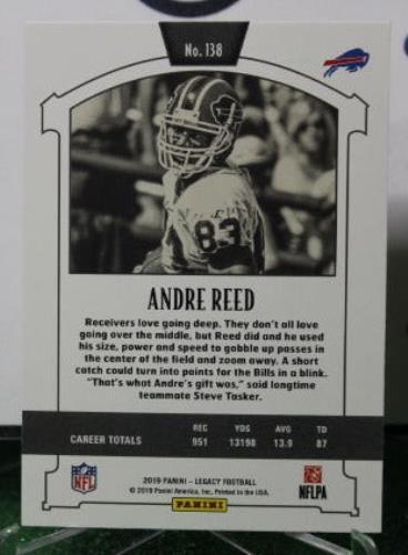 2019 PANINI LEGACY LEGENDS ANDRE REED # 138 NFL BUFFALO BILLS GRIDIRON ...
