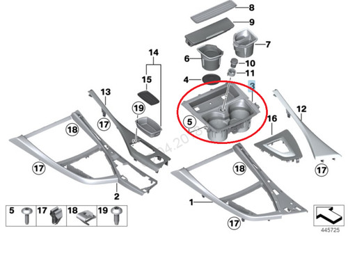 NEW BMW 1 F20 CENTER CONSOLE CUP HOLDER 51169207321 9207321 2015 OEM NO ...