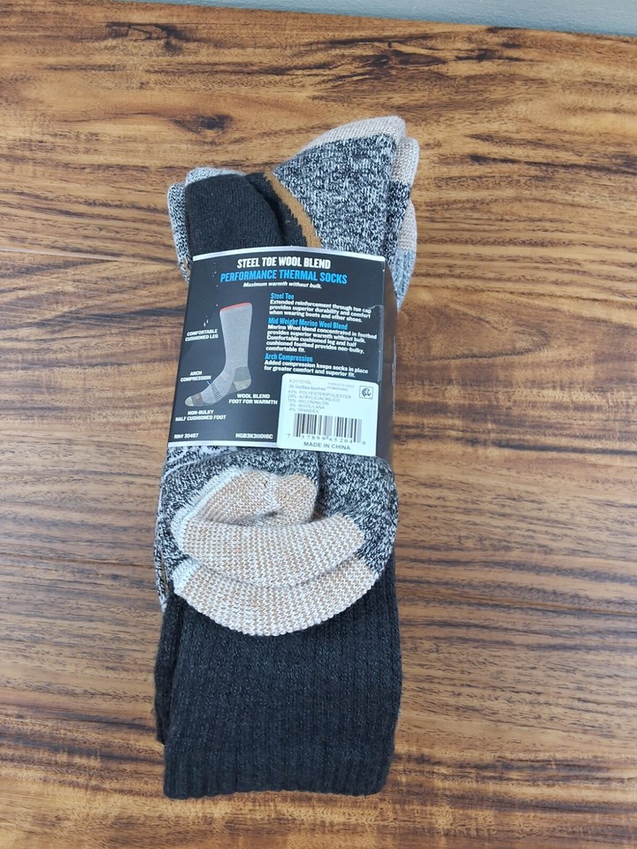 3-Pack Dickies Steel Toe Wool Blend Performance Thermal Crew Socks ...