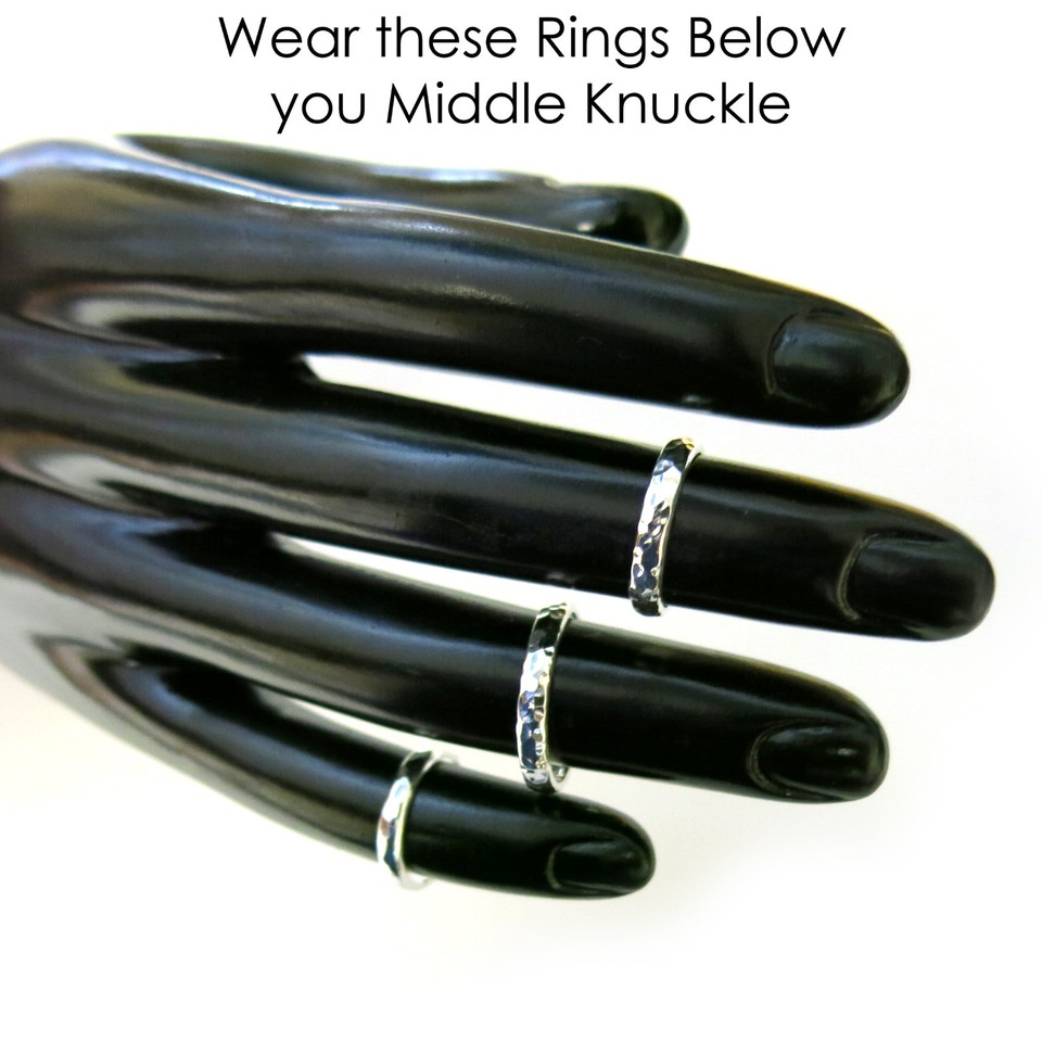 925 Sterling Silver Hammered Shiny Knuckle Rings | eBay