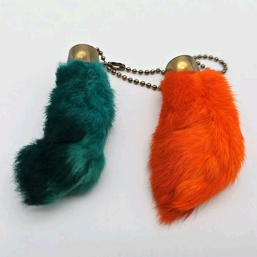 VTG Real Rabbits Foot Metal Keychains Lot: Teal/Green, Dark Orange ...