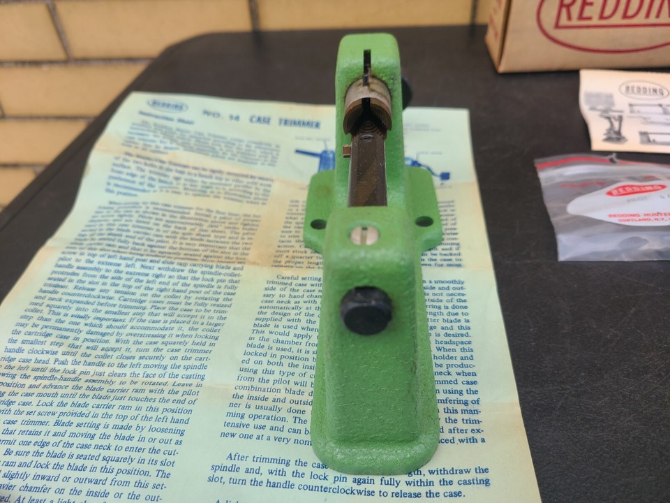 Vtg Redding Model 14K Master Case Trimmer w/ Original Box Papers Pilots ...