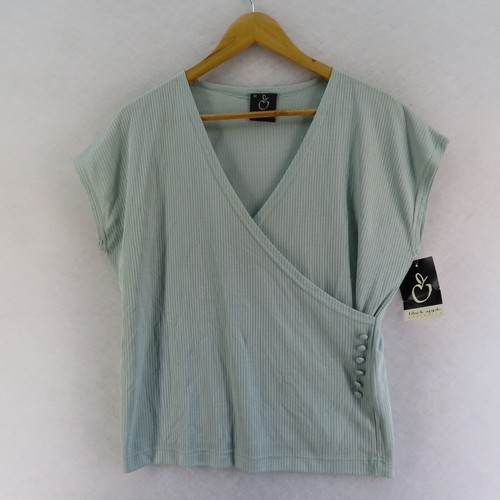 BLACK APPLE Women's Size M Light Green Crossover Short Sleeve Top | eBay