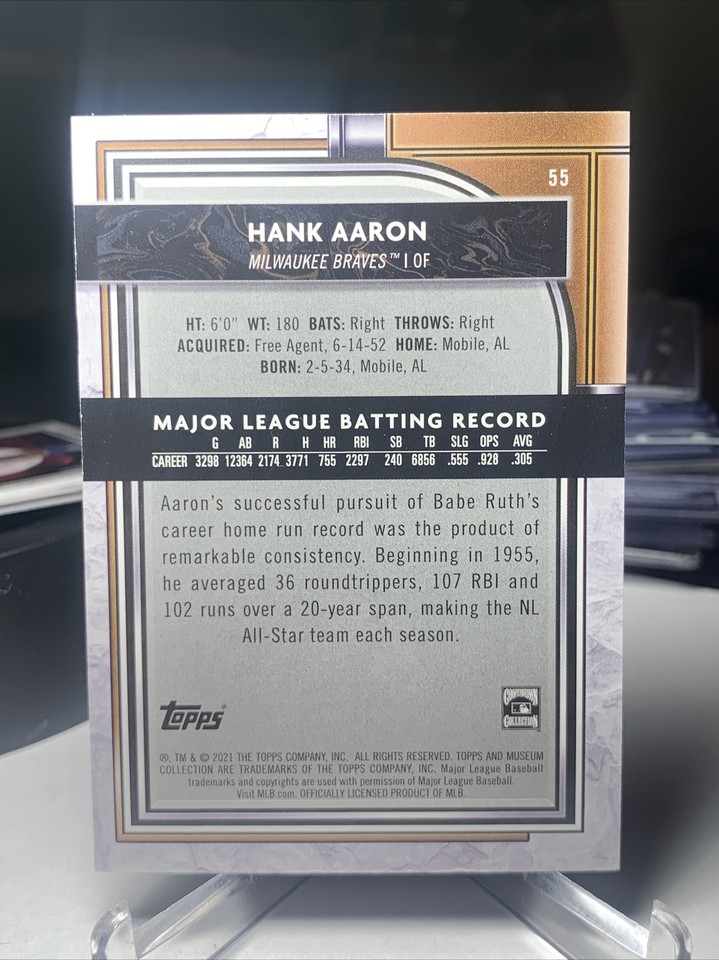 Hank Aaron 2021 Museum Collection COPPER SP # 55, Atlanta Braves MLB ...
