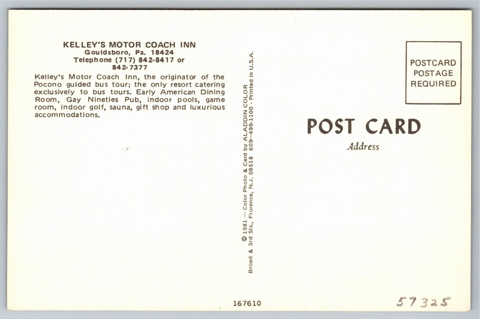 PA, Gouldsboro, Kelley's Motor Coach Inn, Interior Bedroom, Vintage ...