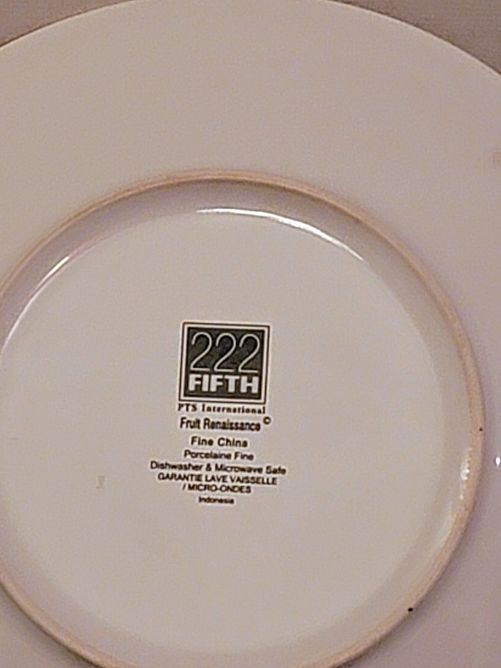 222 Fifth Fruit Renaissance Appetizer Plates Set 4 Apple Pear Plum ...