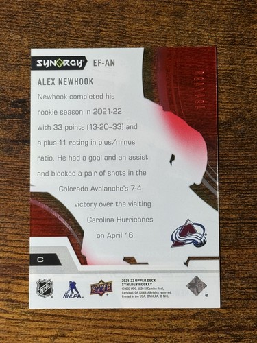 2021-22 Colorado Avalanche Alex Newhook UD Synergy EXCEPTIONAL FUTURE ...