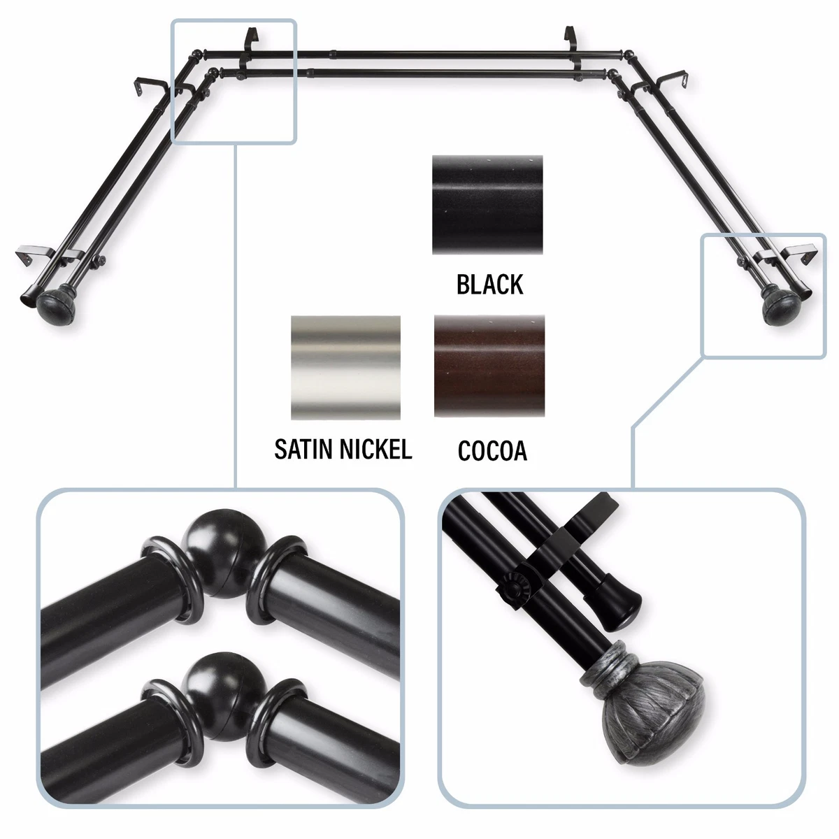 Ceiling Mount Curtain Rod Bay Window | Shelly Lighting