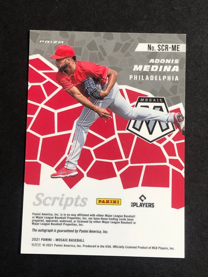 Adonis Medina Signed 2021 Panini Mosaic Signed Baseball Card #SCR-ME ...