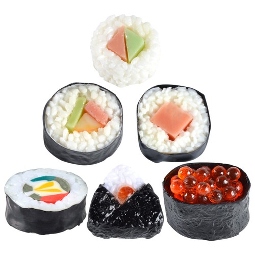 6Pcs Japanese Sushi Model Realistic Rich Roll Model Lifelike Sushi ...