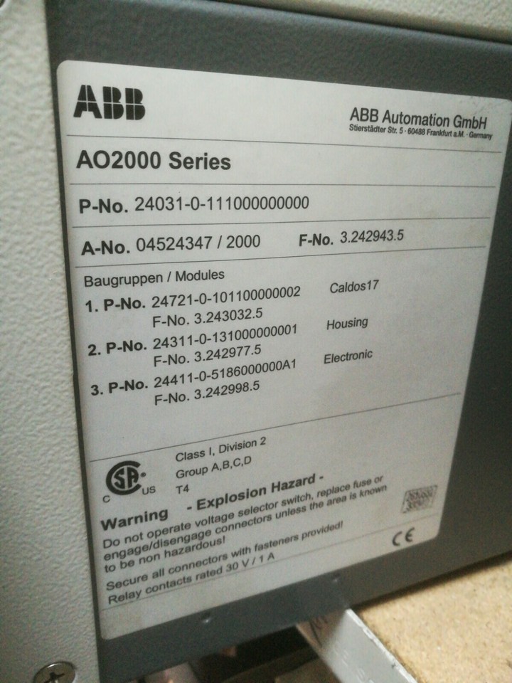 ABB AO2020 AO2000 SERIES CONTINUOUS GAS ANALYZER CALDOS 17 | eBay
