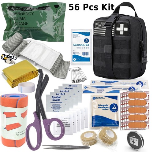 Survival First Aid Kit Medical Emergency Military Trauma Bag Tactical ...