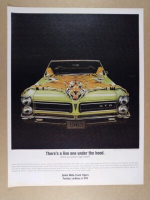 1965 Pontiac GTO yellow car photo vintage print Ad | eBay