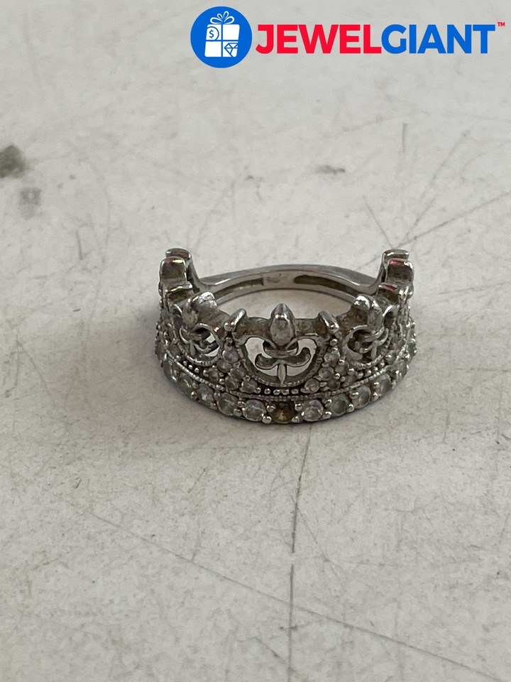 STERLING SILVER CI WHITE STONE CROWN RING SIZE 6.00 4.6G #FO772 | eBay