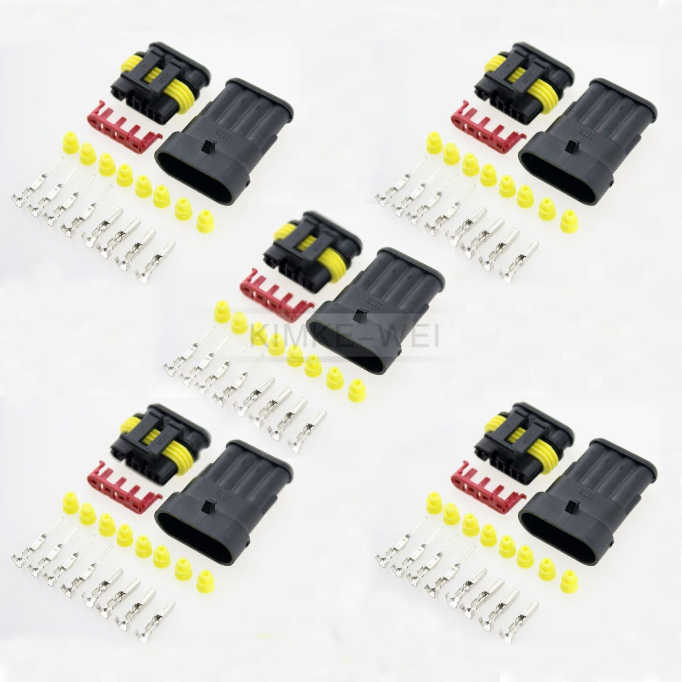 5 Kit 4 Pin Way Sealed Waterproof Electrical Connector Plug for Car ...