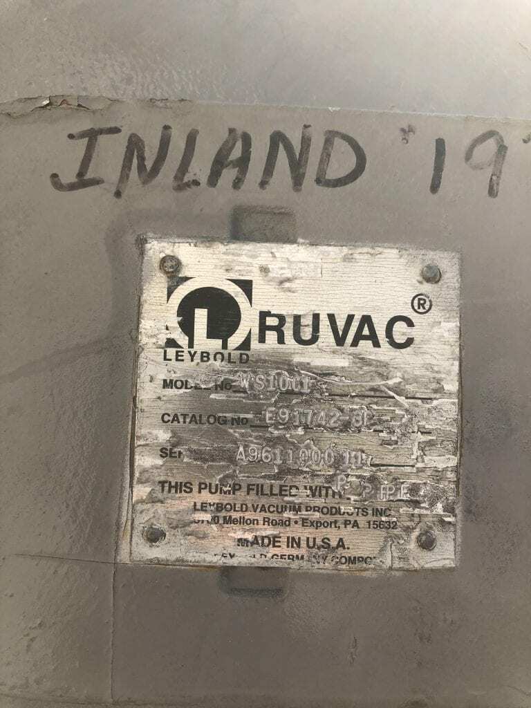 Leybold RUVAC WS1001 Rotary Lobe Vacuum Pump / Blower 5.4/6.0HP 589 ...