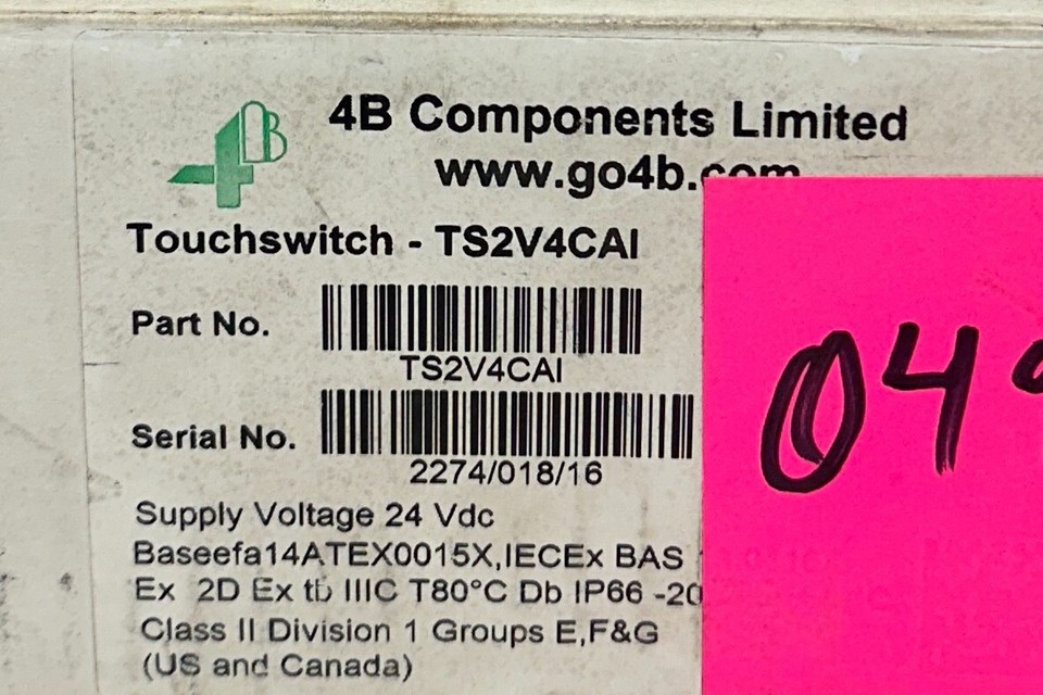 4B COMPONENTS TS2V4CAI TouchSwitch BELT & PULLEY ALIGNMENT SENSOR 24VDC ...