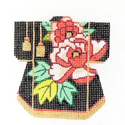 Lee Designs Peony Flower Petite Kimono Needlepoint Canvas Hand Painted ...