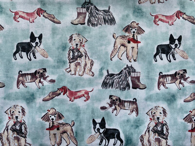 NEW & HTF Designer Novelty Exclusive DOGS WITH SHOES *100% Cotton FQ ...