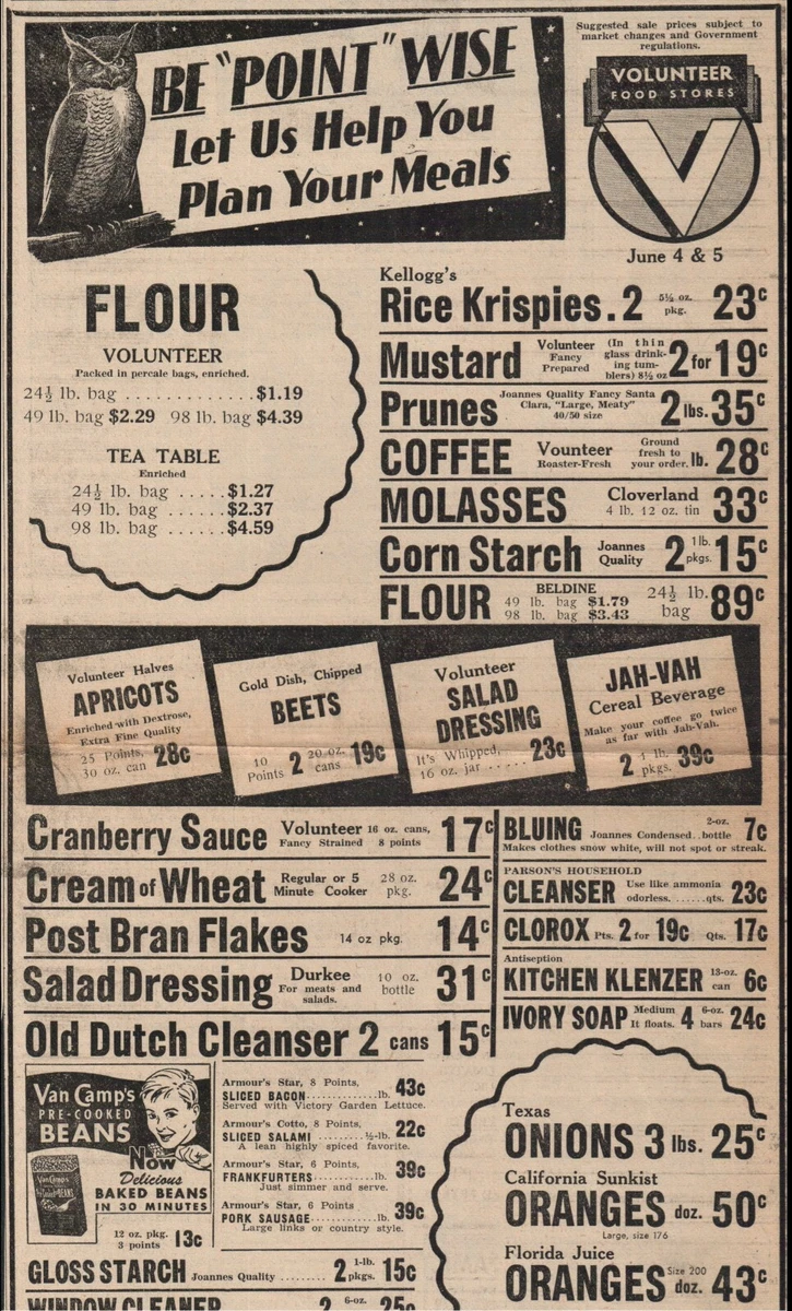 Old Newspaper Grocery Ads