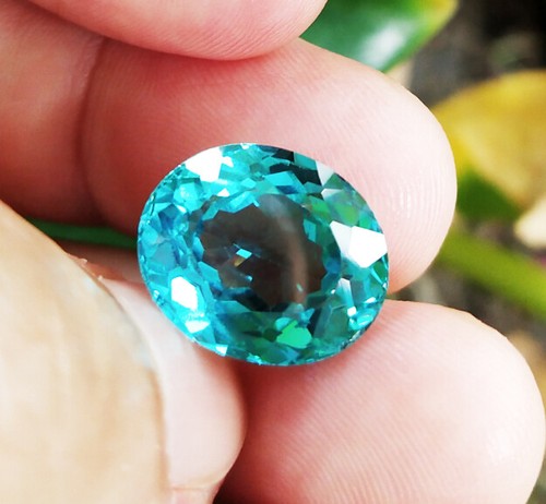 15x12mm. 13.35ct. NEON GREENISH BLUE PARAIBA COLOR VIVID GEMs Excellent ...