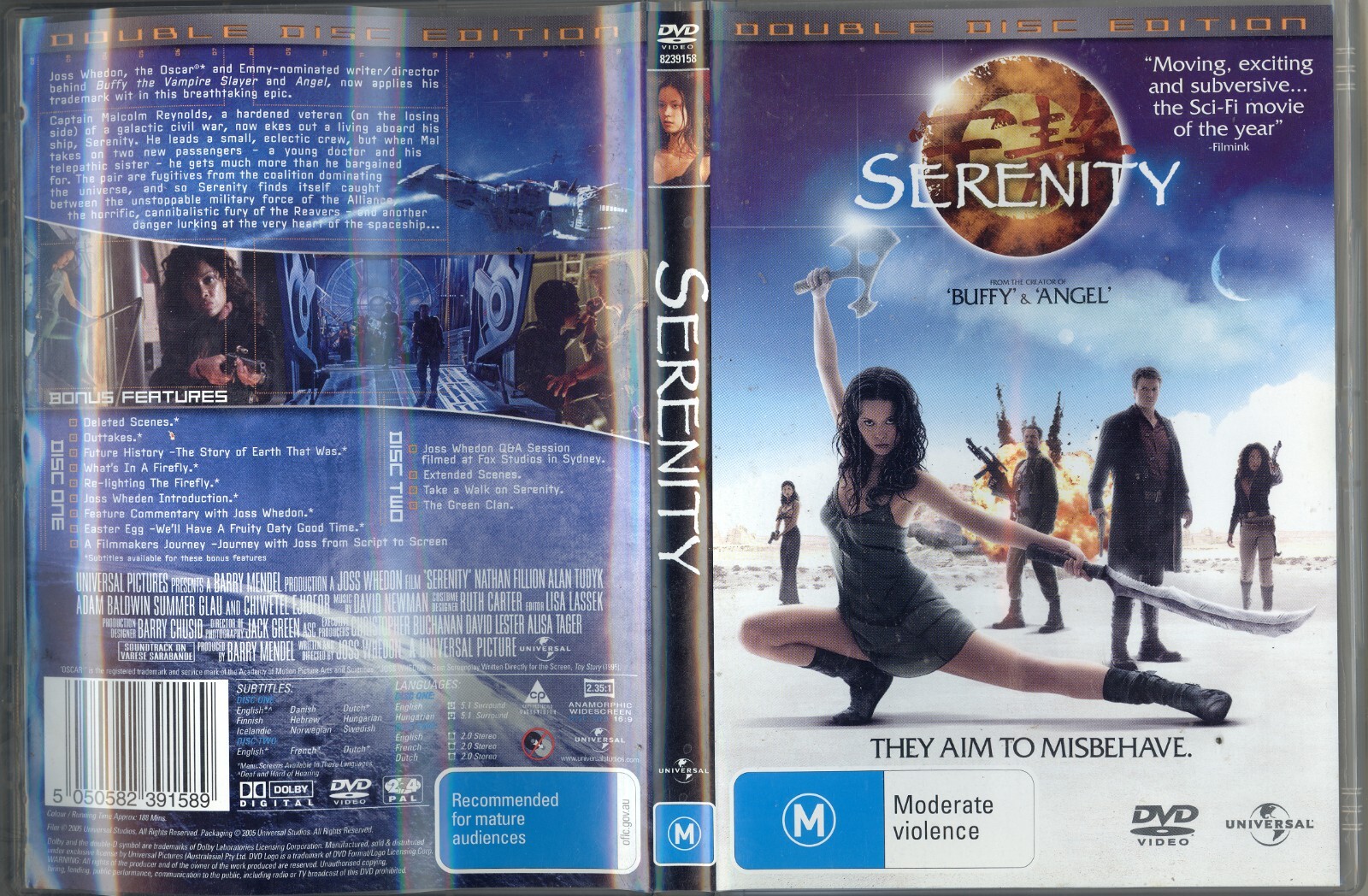 Serenity DVD Double Disc Edition Nathan Fillion 2006 Universal 8239158 ...