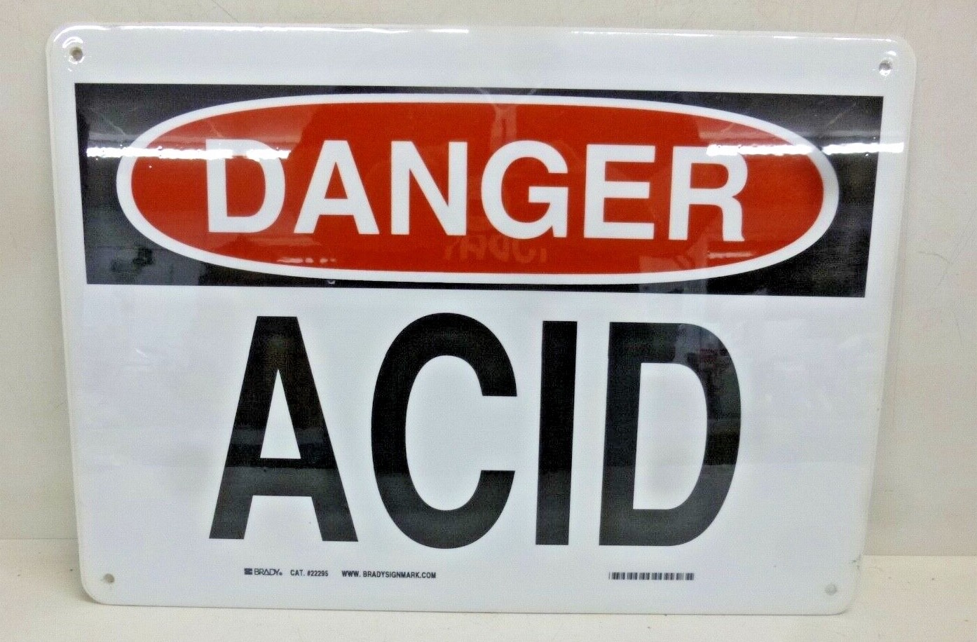 NEW BRADY Danger Sign, 10 x 14In, R and BK/WHT, Acid, 22295 | eBay